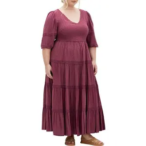City Chic Brooklynn Tiered Maxi Dress - Purple