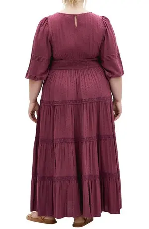 City Chic Brooklynn Tiered Maxi Dress - Purple