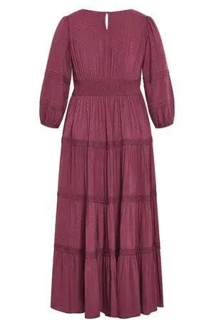 City Chic Brooklynn Tiered Maxi Dress - Purple