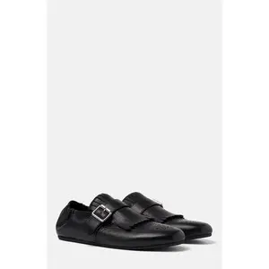 SCAROSSO Julian Monk Strap Shoes - Black - Calf