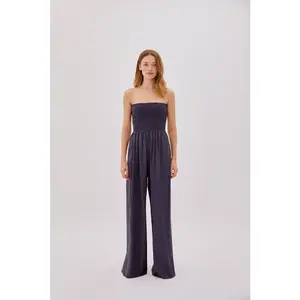 LABECA LONDON Cotton Shirred Jumpsuit