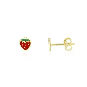 THE LOVERY FINE JEWELRY Strawberry Enamel Stud Earrings - Red Enamel