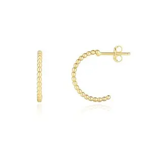 THE LOVERY FINE JEWELRY 14k Beaded Hoop Earrings - Yellow Gold