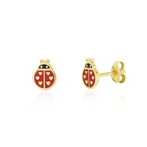 THE LOVERY FINE JEWELRY Ladybug Enamel Stud Earrings - Red Enamel