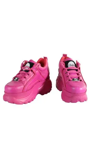 BUFFALO BOOTS Classic Low Leather Sneakers - Hot Pink