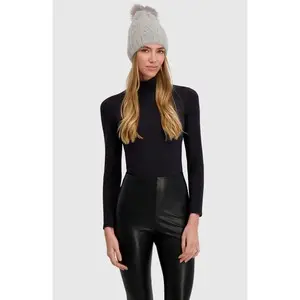 LYLA GRANT Beanie With Faux Fur Fox Pompom - Gray/gray
