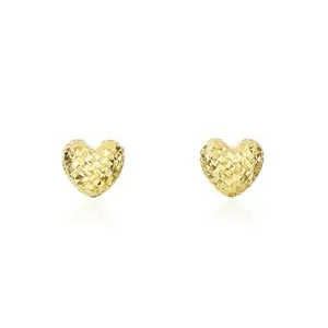 THE LOVERY FINE JEWELRY Sparkle Cut Heart Stud Earrings - Yellow Gold