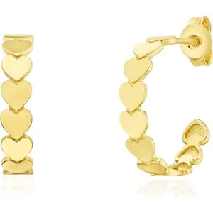 THE LOVERY FINE JEWELRY Golden Heart Hoop Earrings - Yellow Gold