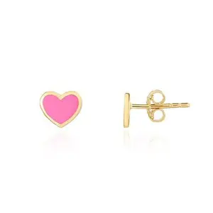 THE LOVERY FINE JEWELRY Heart Stud Earrings - Pink Enamel