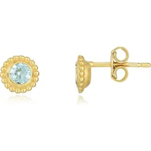 THE LOVERY FINE JEWELRY Beaded Bezel Stud Earrings - Aquamarine