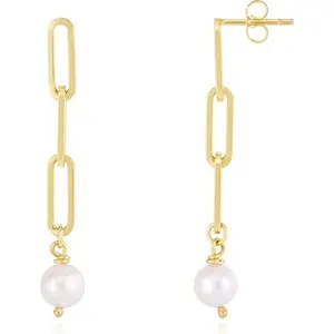 THE LOVERY FINE JEWELRY Paperclip Link Drop Earrings - Pearl