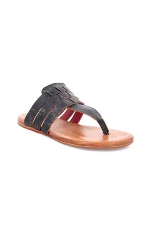 Bed Stu Yoli Leather Thong Sandals - Black Lux