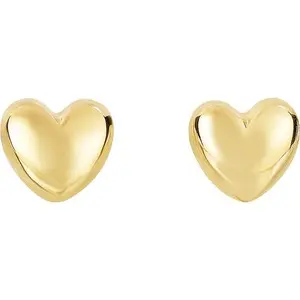 THE LOVERY FINE JEWELRY Puffy Heart Stud Earrings - Yellow Gold
