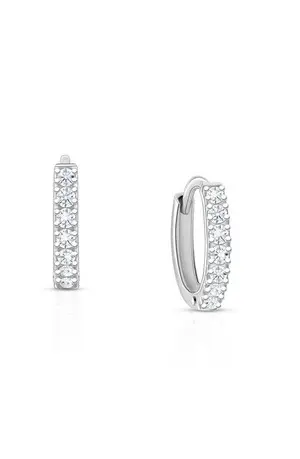 TINY BLESSINGS 9mm Pave Huggie Hoop Earrings - Sterling Silver