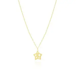 THE LOVERY FINE JEWELRY Cutout Star Link Necklace - Yellow Gold
