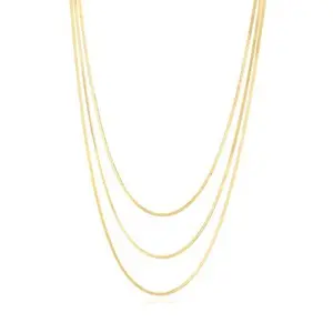THE LOVERY FINE JEWELRY Triple Strand Herringbone Chain Necklace - Yellow Gold