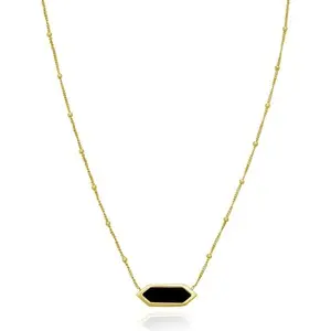 THE LOVERY FINE JEWELRY Hexagon Bead Necklace - Onyx