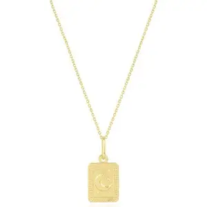 THE LOVERY FINE JEWELRY Gold Moon Tag Necklace - Yellow Gold