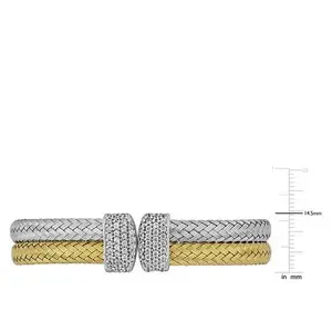 JULIANNA B. Cubic Zirconia Two-tone Bangle - White & Yellow Plated Silver