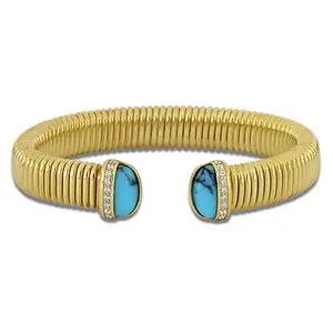 JULIANNA B. Cubic Zirconia And Composite Bangle Bracelet - Turquoise