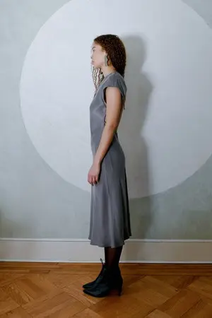 UNTITLED IN MOTION Cappella Open Back Midi Dress - Graphite