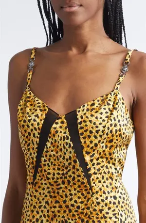 Versace Cheetah Print Silk Slip Dress