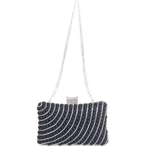 LAUREN LORRAINE Embellished Clutch With Chain Strap - Black