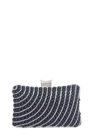 LAUREN LORRAINE Embellished Clutch With Chain Strap - Black