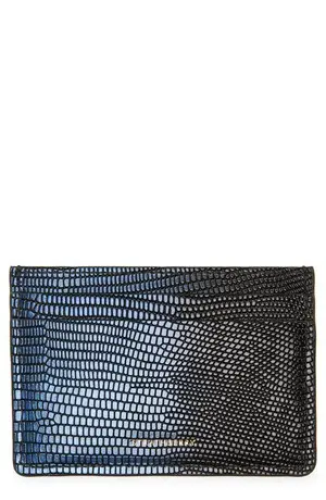 Strathberry Lizard Embossed Leather Card Case - Blue