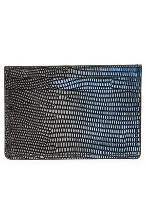 Strathberry Lizard Embossed Leather Card Case - Blue