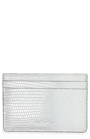 Strathberry Lizard Embossed Leather Card Case - Silver