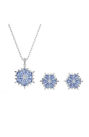 SWAROVSKI Magic Snowflake Stud Earrings & Necklace Set - Blue