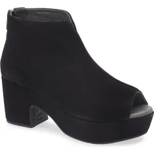 CHOCOLAT BLU Open Toe Suede Platform Bootie - Black Suede