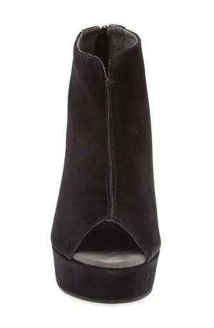 CHOCOLAT BLU Open Toe Suede Platform Bootie - Black Suede