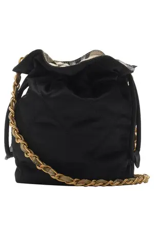 Burberry Quilted Twill Chain Pouch - Black