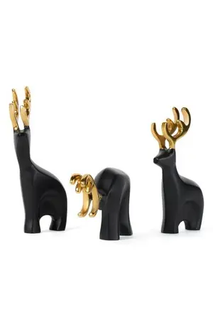 NAMBE Prancer Set Of 3 Reindeer Figurines - Black