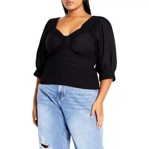 City Chic Smocked Crop Top