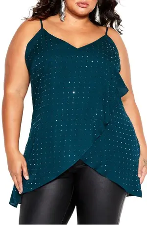City Chic Studded High-low Camisole - Teal