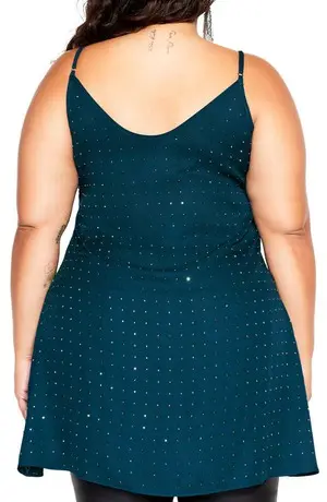 City Chic Studded High-low Camisole - Teal