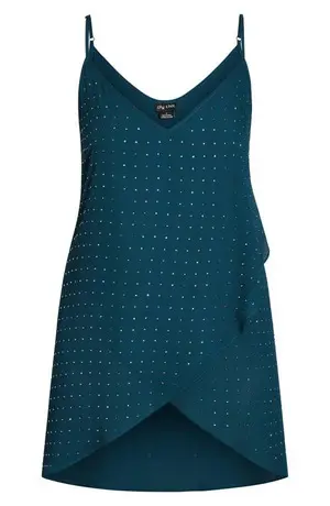 City Chic Studded High-low Camisole - Teal