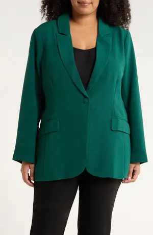 SUGARLIPS Chelsea One-button Blazer - Emerald