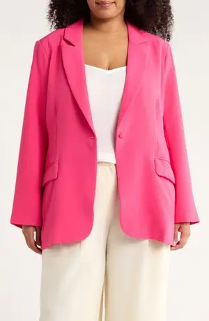 SUGARLIPS Chelsea One-button Blazer - Fuchsia