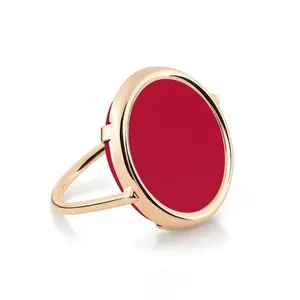 Ginette Ny Disc Ring - Red Coral