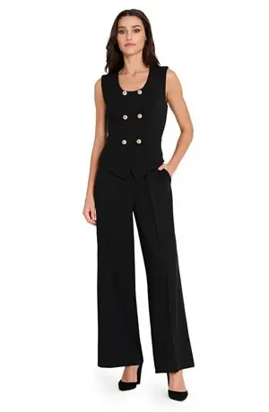 TAHARI ASL Double Breasted Sleeveless Jumpsuit
