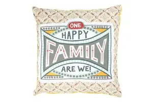 STORIED HOME One Happy Family Are We!" Pillow With Solid Back - Mustard