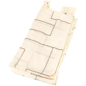 STORIED HOME Modern Cotton Curtain Panel With Geometric Embroidery - Ivory