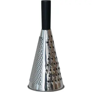 STORIED HOME Stainless Steel Cone Shaped Grater With Mango Wood Handle - Black