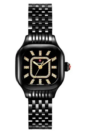 Michele Diamond Dial Bracelet Watch - Black