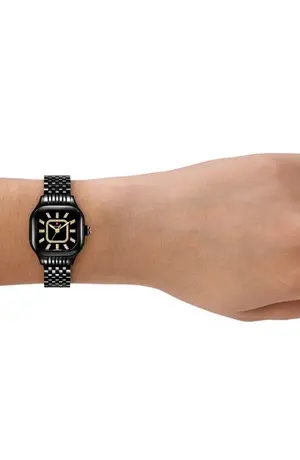 Michele Meggie Diamond Dial Bracelet Watch - Black