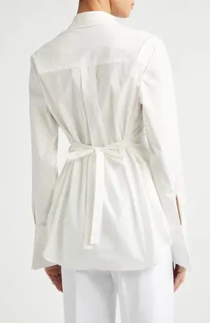 Oscar De La Renta Allium Cotton Poplin Blouse